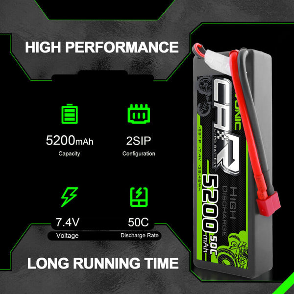 OVONIC 7.4V 5200mAh 2S 50C Hardcase Lipo Battery Pack with Deans Plug – Ampow