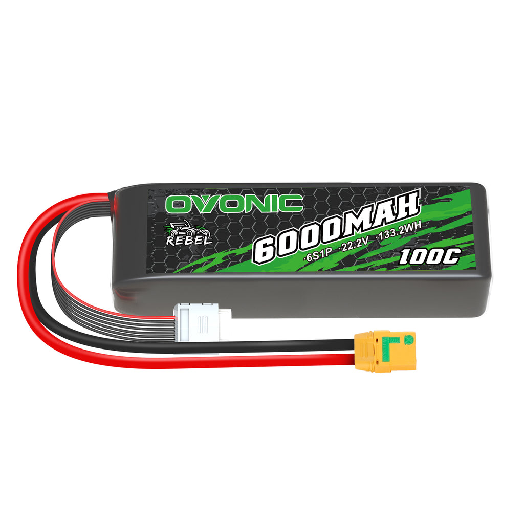 Ovonic Rebel 100C 6S 6000mAh 22.2V LiPo Battery XT90 for Arrma RC Car – Ampow
