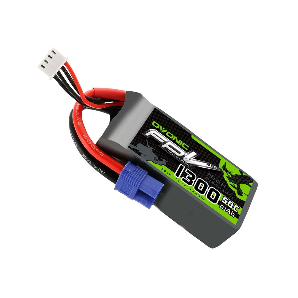 Ovonic 11.1V 1300mAh 3S 50C LiPo Battery Pack with EC3 Plug – Ampow