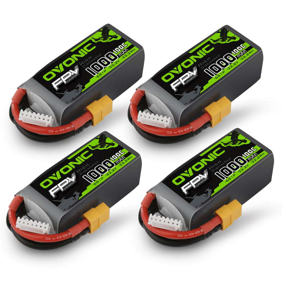 2×OVONIC 6S LiPo Battery 4500mAh 50C 22.2V with Deans Plug for RC Plan – Ampow