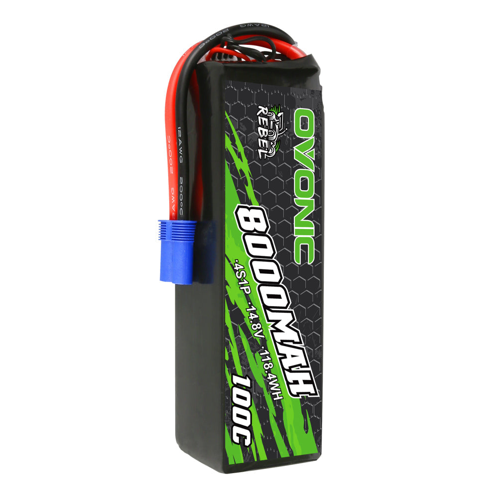 Ovonic Rebel 100C 14.8V 8000mAh 4S Lipo Battery EC5 For ARRMA 8S – Ampow
