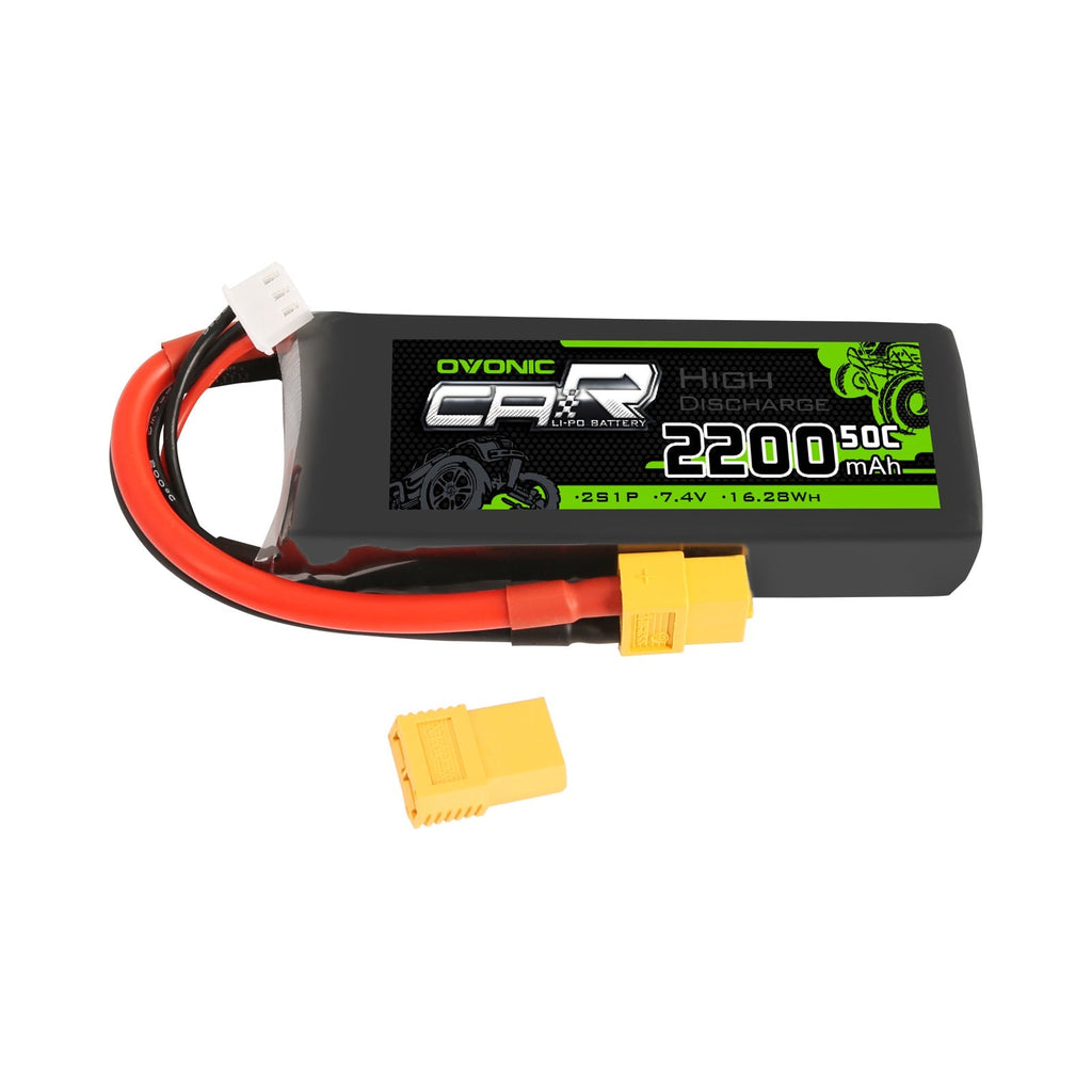 OVONIC 7.4V 2200mAh 2S 50C Lipo Battery for 1/16&1/18 Traxxas Cars – Ampow